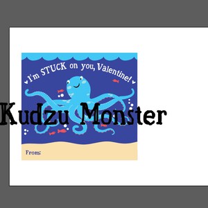 INSTANT DOWNLOAD Printable Octopus Goldfish Valentines Print Valentines ...