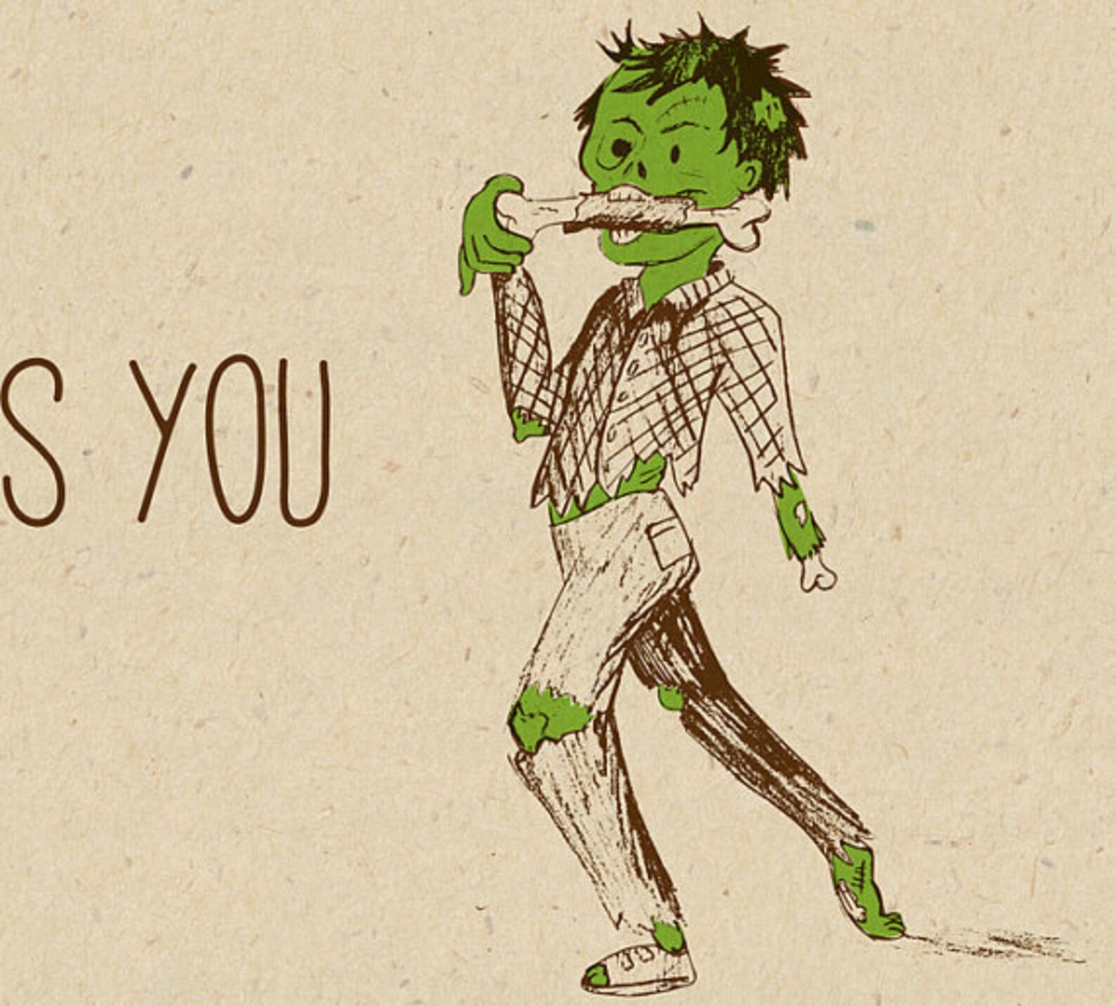 INSTANT DOWNLOAD Funny Zombie Love Card I Chews You Illustrated Walking ...