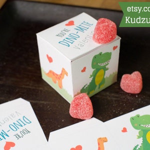 INSTANT DOWNLOAD Printable Dinosaur Valentine's Day Candy Treat Box ...