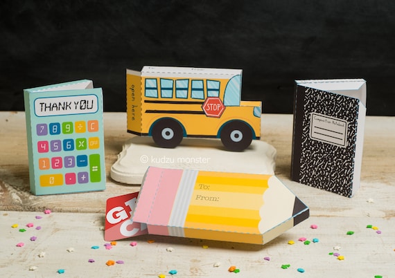 Teacher Appreciation printable gift card boxes kit, Calculator, School ...