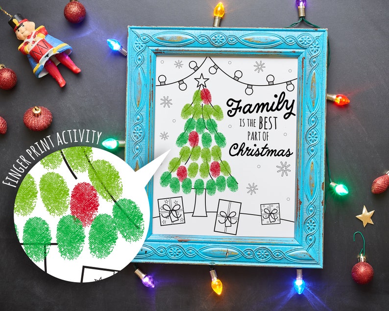 Printable Christmas Tree Fingerprint Coloring Activity | Instant ...