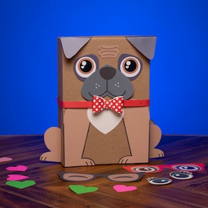 Pug Valentine Box Printable Decor Kit, Cute Puppy Dog Valentine's ...
