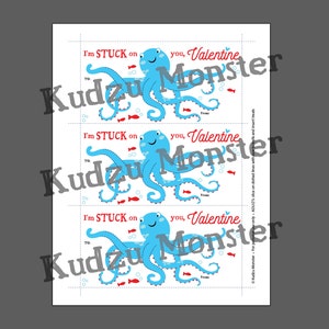 Printable Octopus Swedish Fish Gummies Valentines Print Valentines for ...
