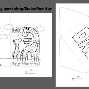 INSTANT DOWNLOAD Fathers Day Card Coloring page giraffe | Etsy