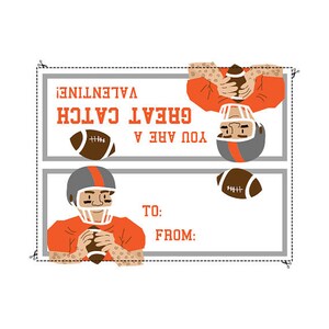 Football Printable Treat Topper Valentine's Day Boy INSTANT DOWNLOAD ...