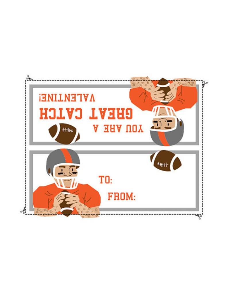 Football Printable Treat Topper Valentine's Day Boy INSTANT DOWNLOAD ...