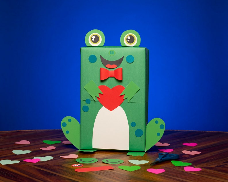Frog Valentine Box Printable Decor Kit, Cute Animal Valentine's Mailbox ...