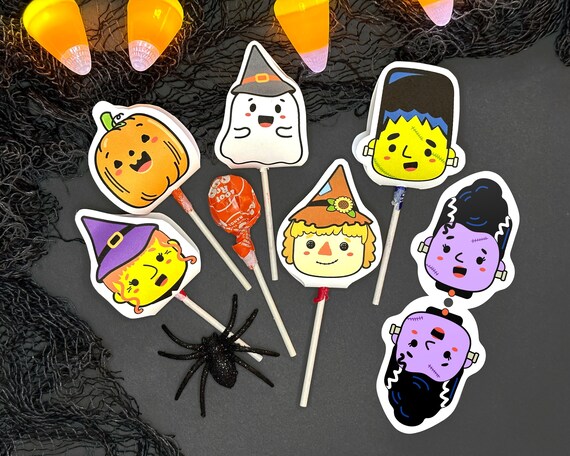 Printable Halloween Character Sucker Covers - Cute Lollipop Puppets ...
