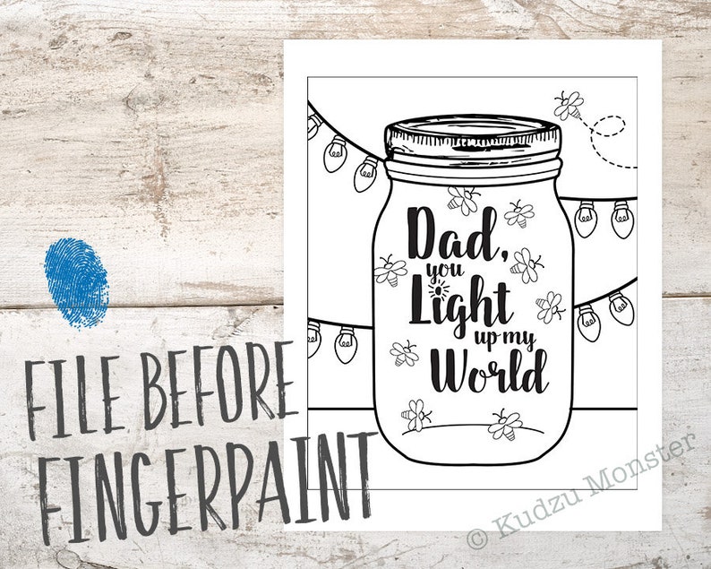 Finger Paint Art Father's Day Printable Lightning Bug Firefly DIY Kid's ...