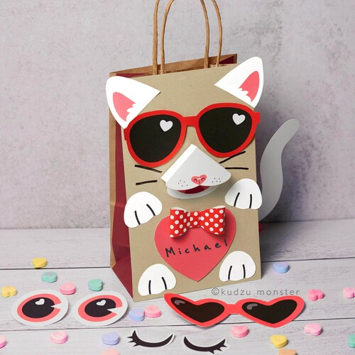 Cat Valentine Bag or Box Printable Decor Kit 3D Snout Paws - Etsy