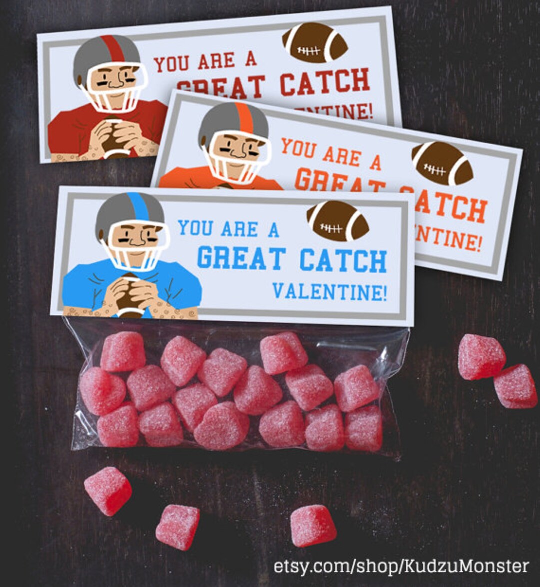 Football Printable Treat Topper Valentine's Day Boy INSTANT DOWNLOAD ...