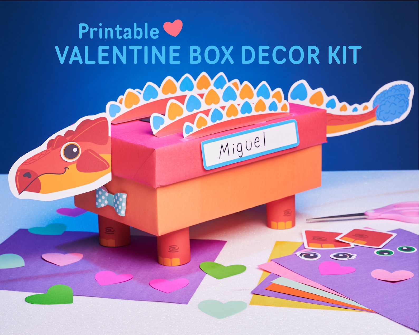 Ankylosaurus Valentine Box Kit Printable Dinosaur Mailbox - Etsy