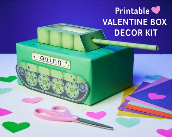 Tank Valentine Box Kit | DIY printable Box Decor Kit for Valentine's ...