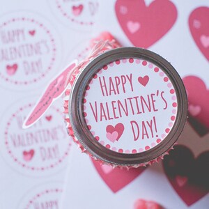 INSTANT DOWNLOAD Printable Cute Valentine Mason Jar Lid Label and Heart ...