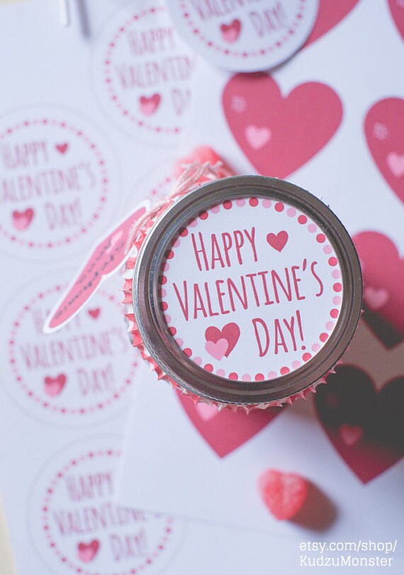 INSTANT DOWNLOAD Printable Cute Valentine Mason Jar Lid Label - Etsy