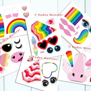 Unicorn Valentine Box Printable Decor Kit 3D Rainbow Horn, 3D Horse ...