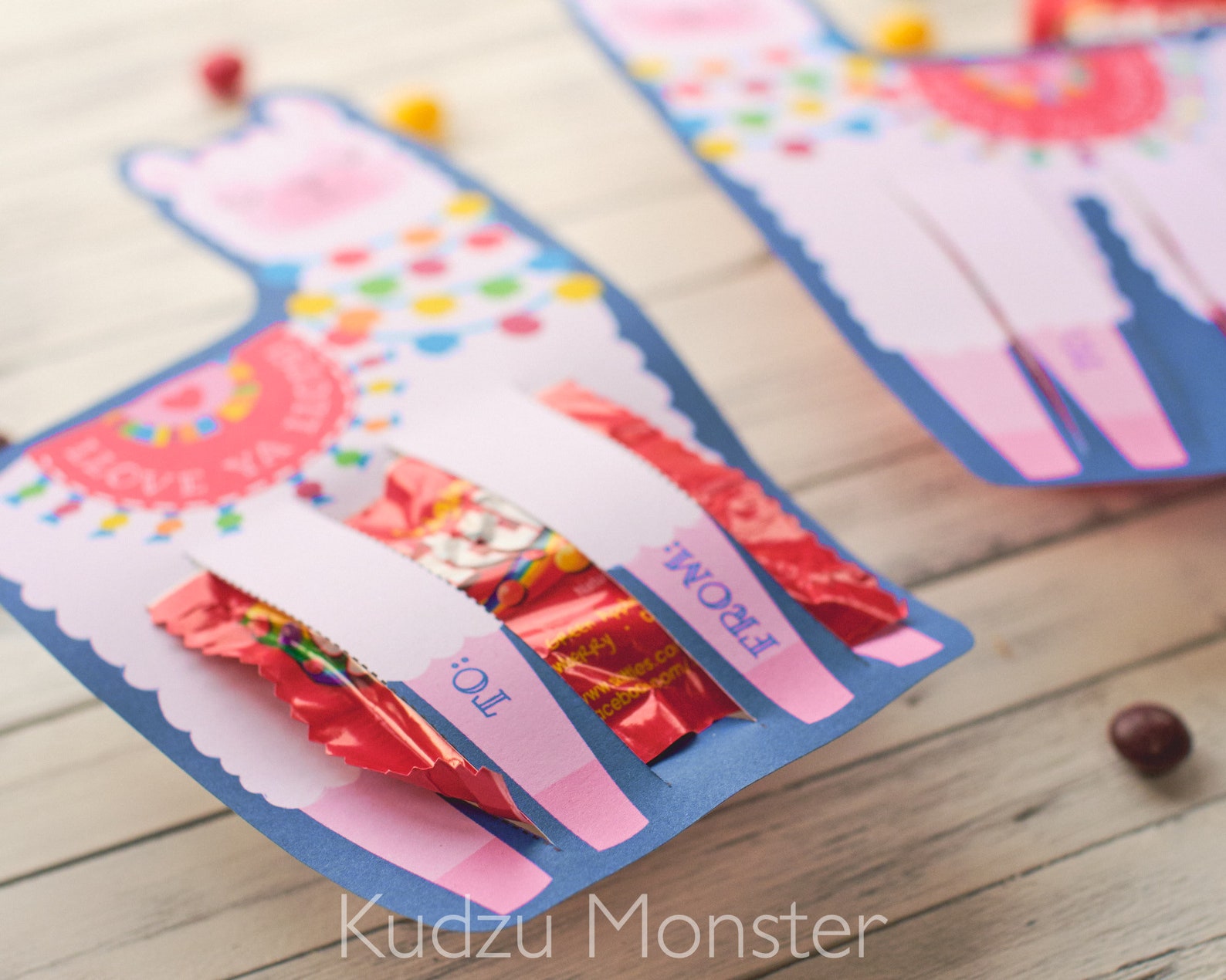 Llama Valentines Printable Skittles or M&M Bag Holder Cute | Etsy