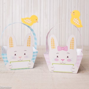 Printable Easter Bunny Basket Instant Download Rabbit Foldable Pink ...