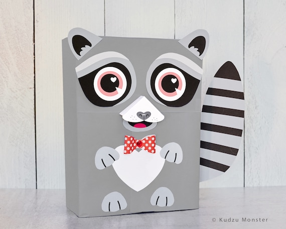 Raccoon Valentine Box Printable Decor Kit 3D nose, eye options, 3D bow ...