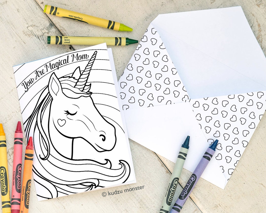 Unicorn Mother's Day Card INSTANT DOWNLOAD Magical Mom Rainbow Girly ...