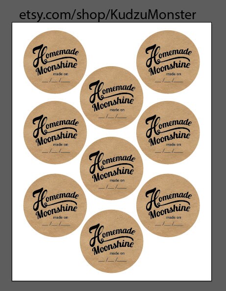 Moonshine Print at Home Labels and Tags for Homemade Mason Jar - Etsy
