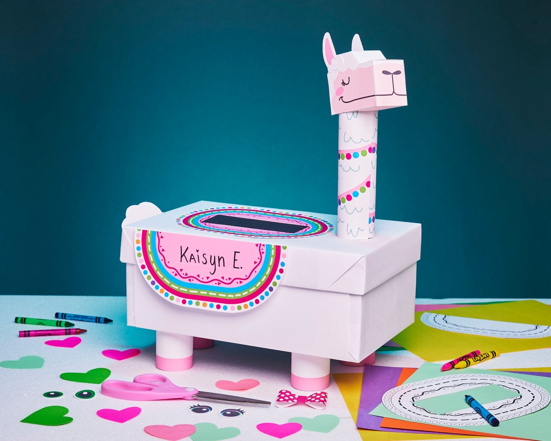 Llama Valentine Box Kit | DIY Printable Box Decor Kit for Valentine's ...