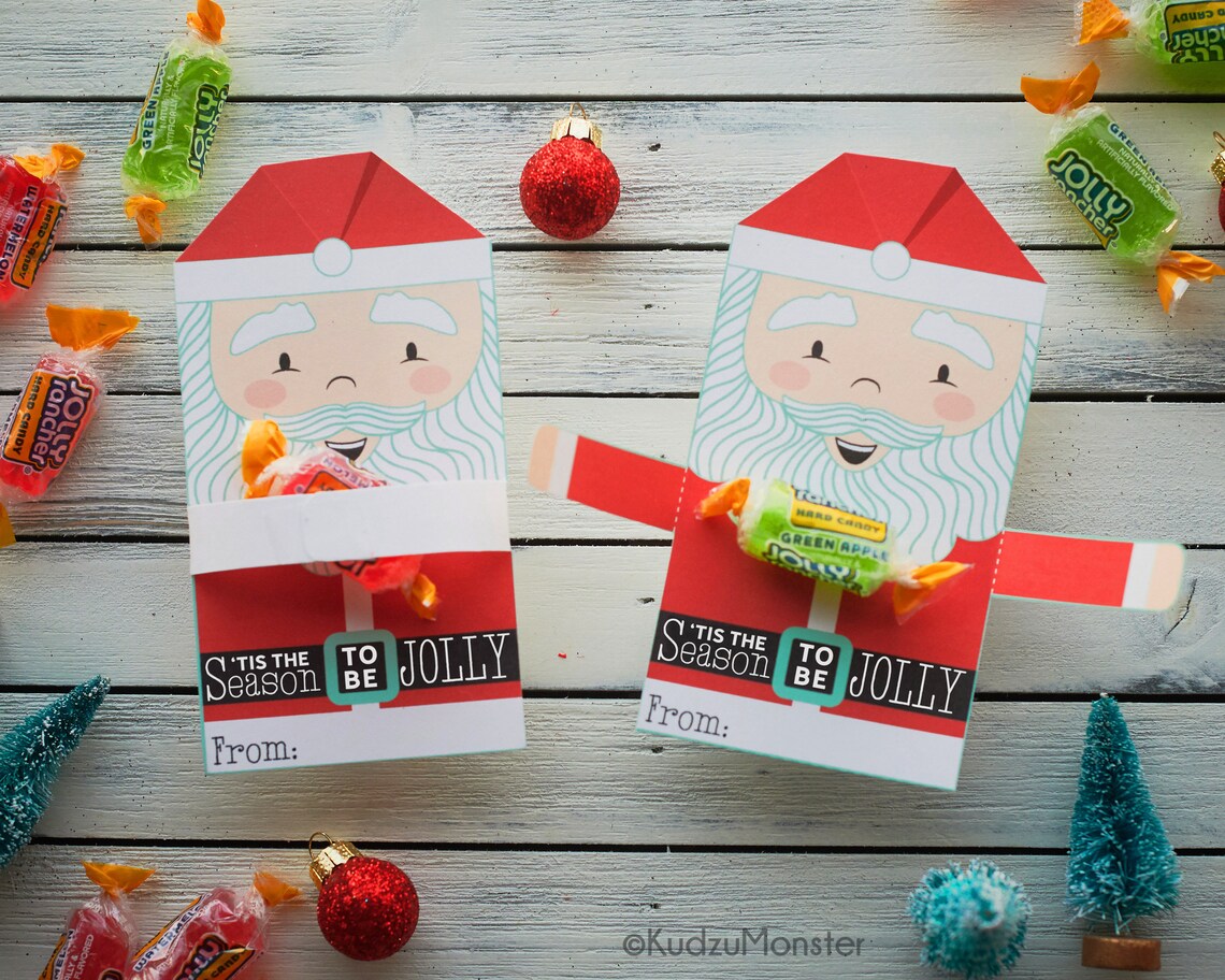 Santa Jolly Rancher Hugger Christmas Candy Holder Card for | Etsy