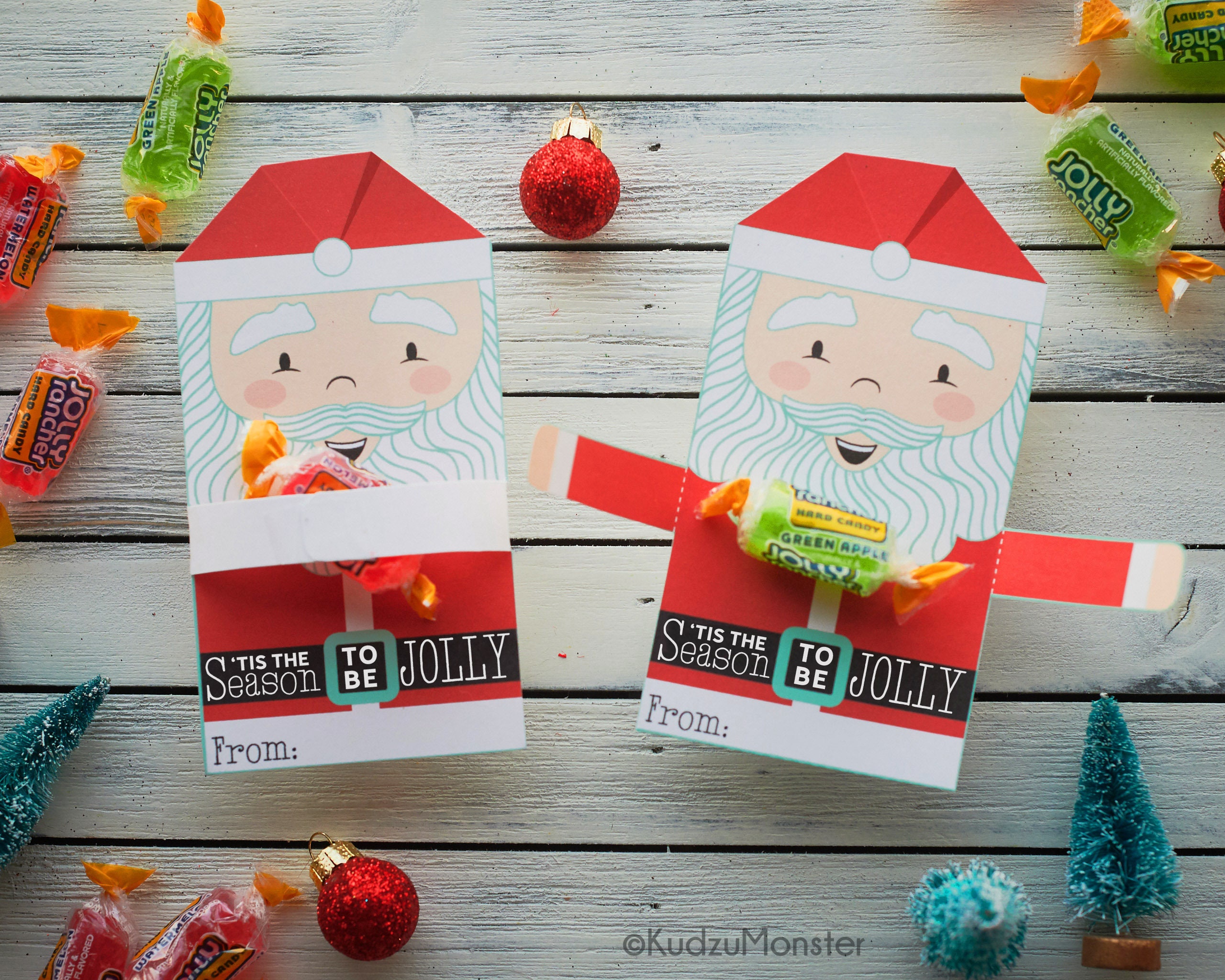 Santa Jolly Rancher Hugger Christmas Candy Holder Card for Kids ...