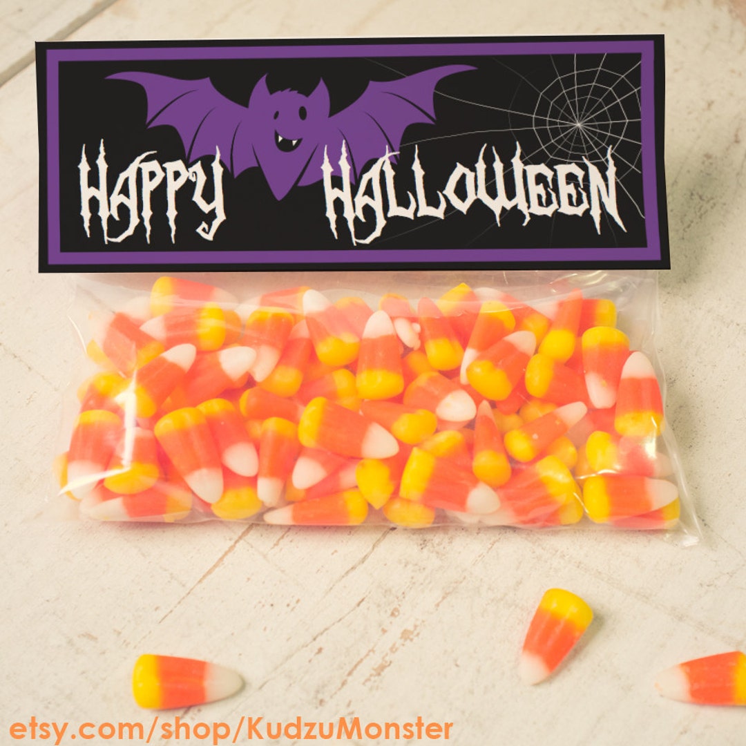 INSTANT DOWNLOAD Halloween Bat Treat Topper Candy Bag Topper Label ...