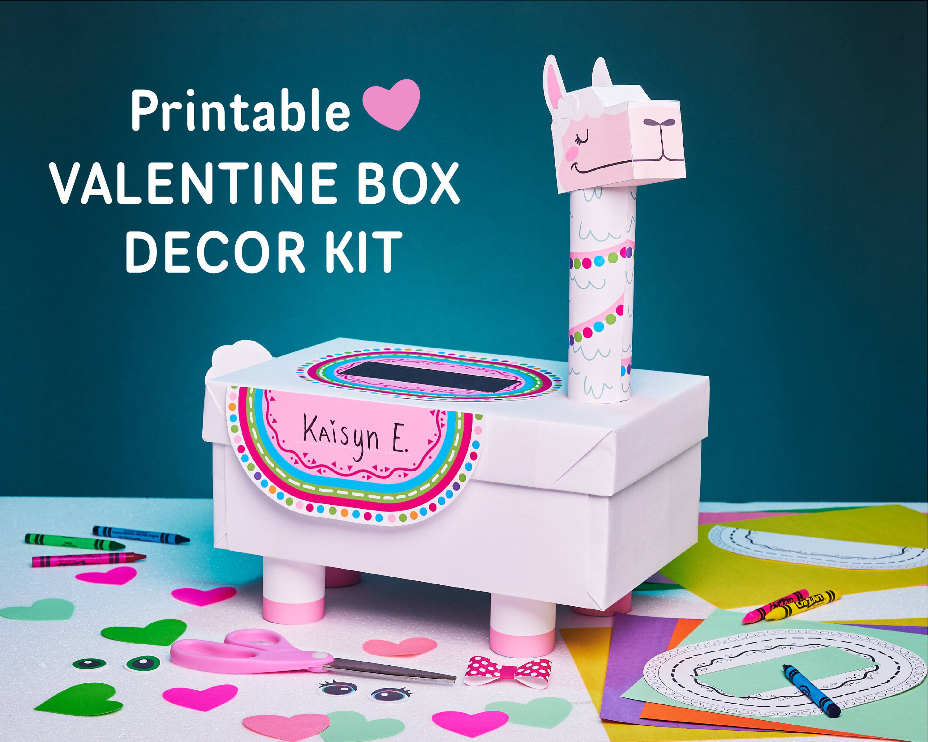 Llama Valentine Box Kit | DIY Printable Box Decor Kit for Valentine's ...