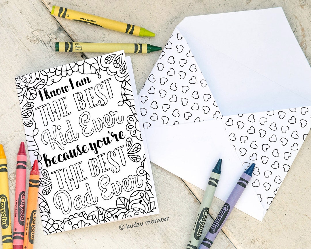 Coloring Father's Day Card INSTANT DOWNLOAD Best Dad Ever Funny ...