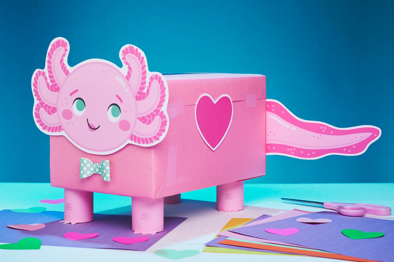 Axolotl Valentine Box Kit Printable DIY Mailbox for - Etsy