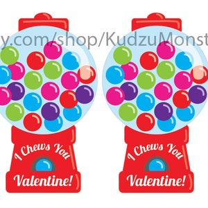 DOWNLOAD PRINTABLE Valentine Candy Gift DIY Gumball Machine I Chews You ...