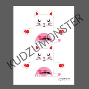 Cat Valentines Candy Huggers Printable Kitten Valentine Cards White Cat ...
