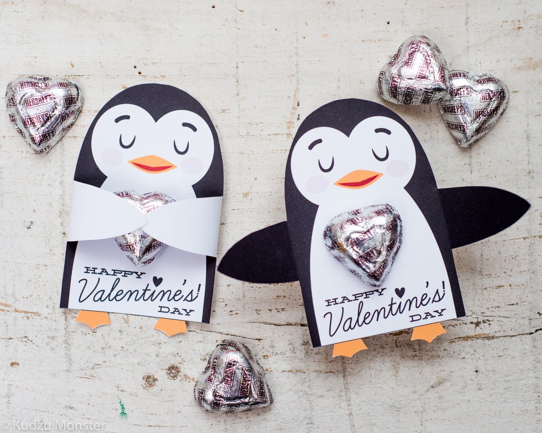 Printable Cute Penguin Candy or Gift Hugger Valentines Animals Hug ...