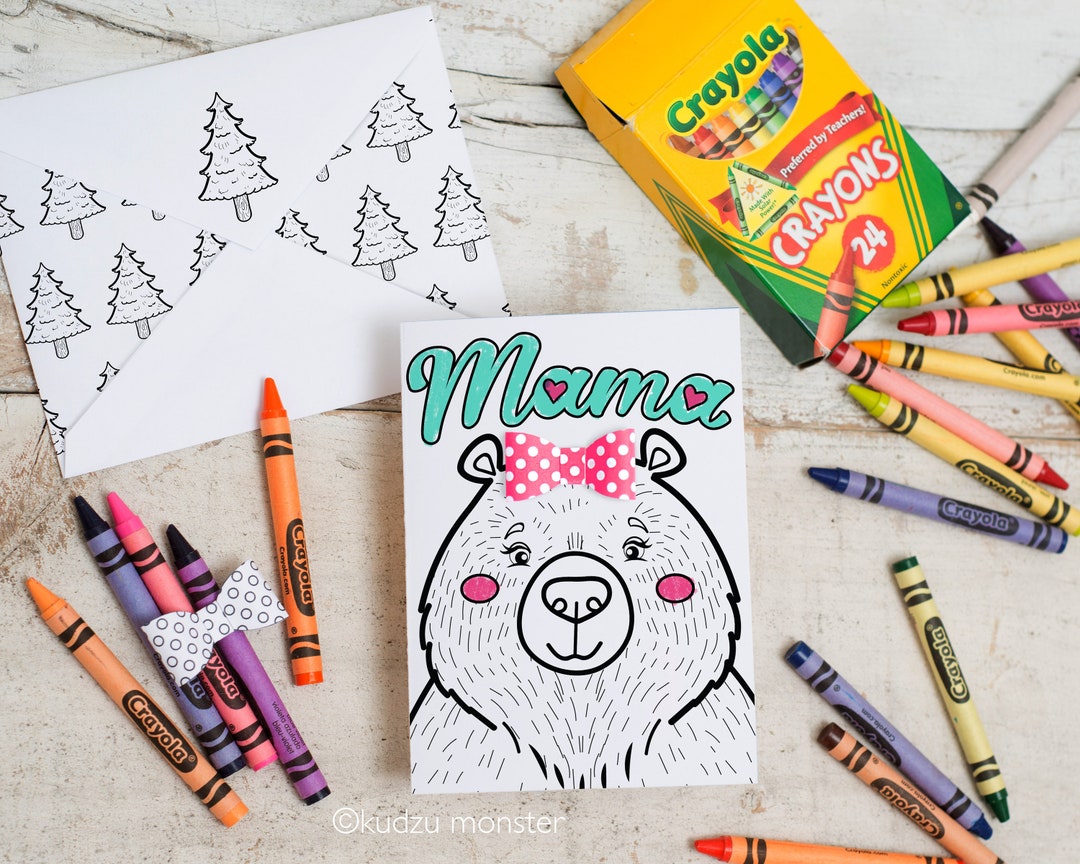 Mama Bear Mother's Day Card INSTANT Printable Coloring Page Printable ...