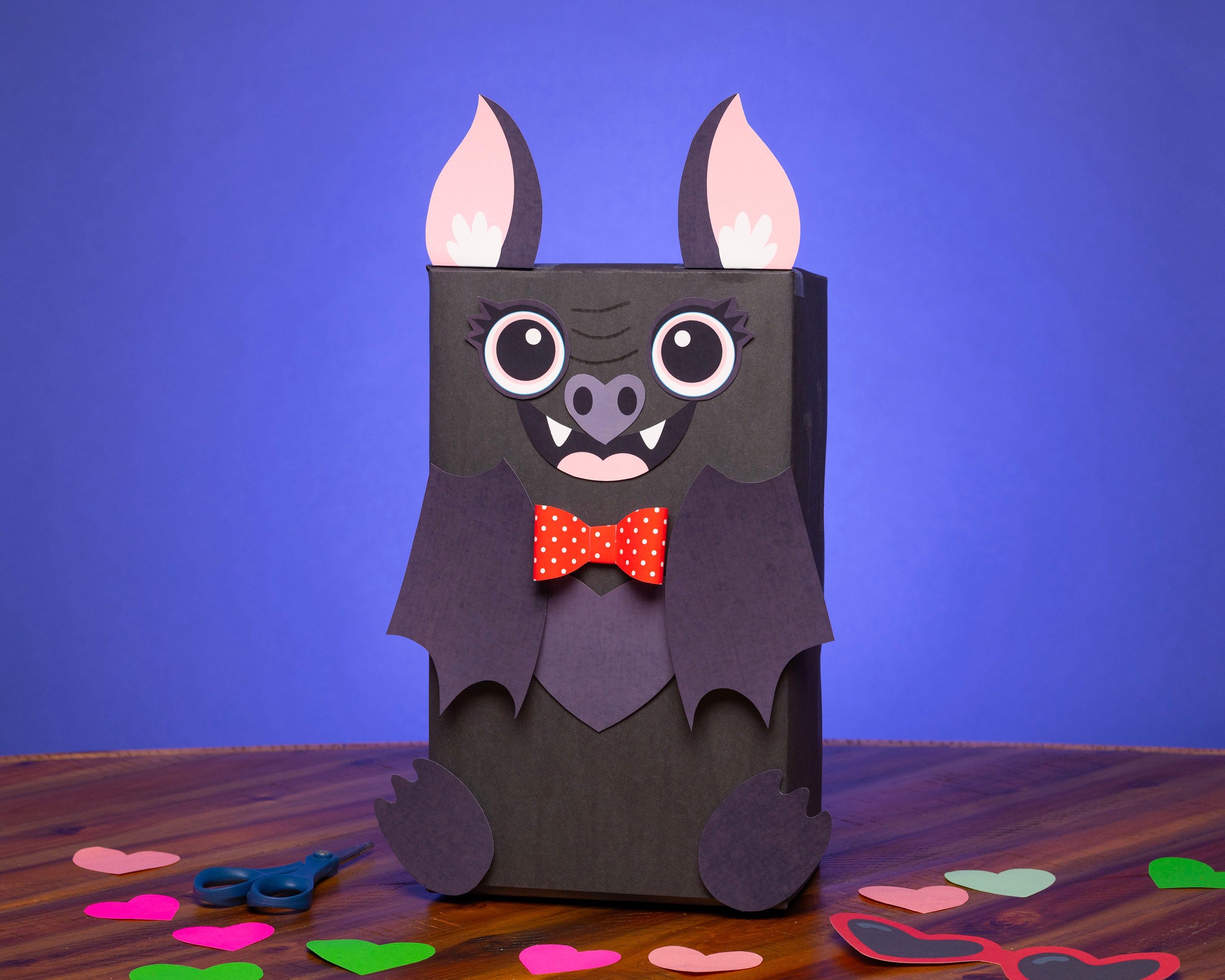 Bat Valentine Box Printable Decor Kit, Cute Animal Valentine's Mailbox ...