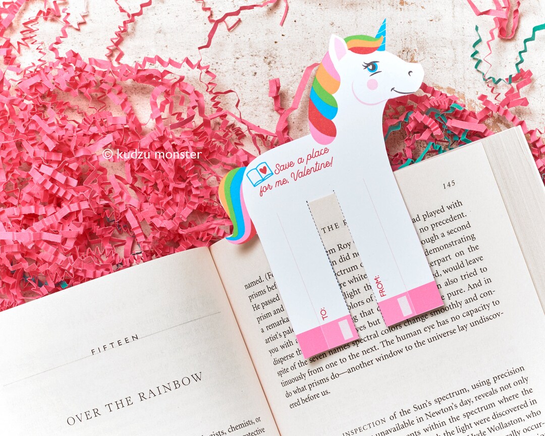Unicorn Valentines Classroom Book Mark DIY Valentine's Day Gift ...