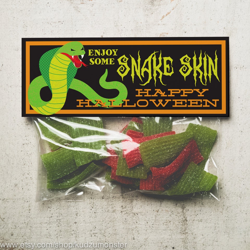 INSTANT DOWNLOAD Halloween Snake Skin Unique Treat Topper Candy Bag ...