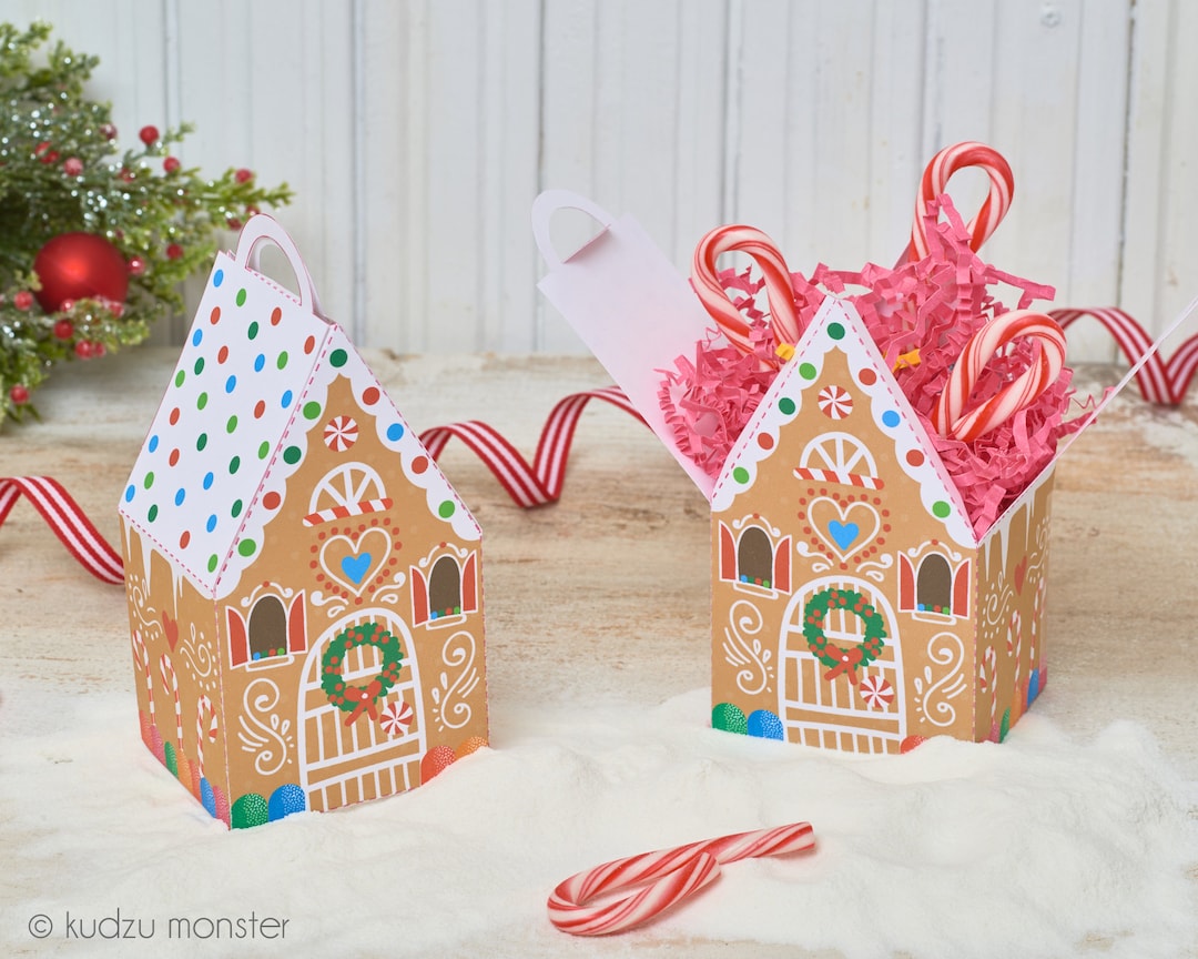 Gingerbread House Treat Boxes Instant Download DIY Foldable Paper ...