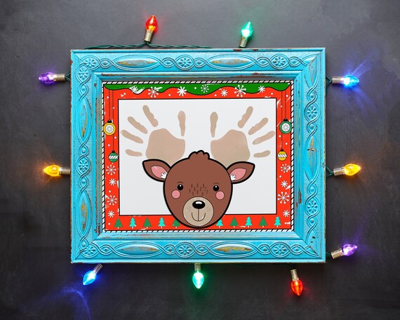 Printable Reindeer Hand print Activity | Instant Download finger paint ...