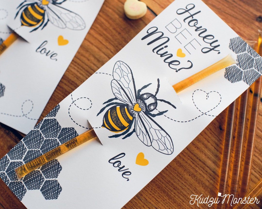 Valentines Honey Stick Card Label INSTANT DOWNLOAD Valentine Printable ...
