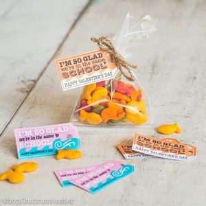 INSTANT DOWNLOAD Printable Valentines Gift Tags Candy DIY Gold Fish ...