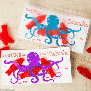 Printable Octopus Swedish Fish Gummies Valentines Print Valentines for ...