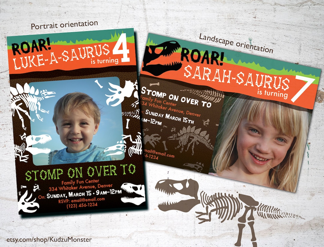 Dinosaur Fossil Party Invitation Photo Birthday Party Personalized ...