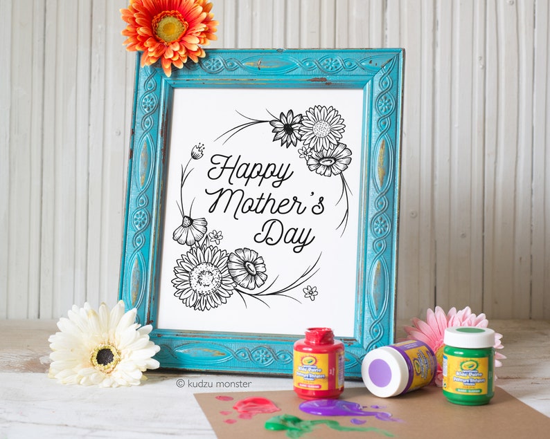 Finger Paint Art Mother's Day Printable Flowers Art DIY - Etsy