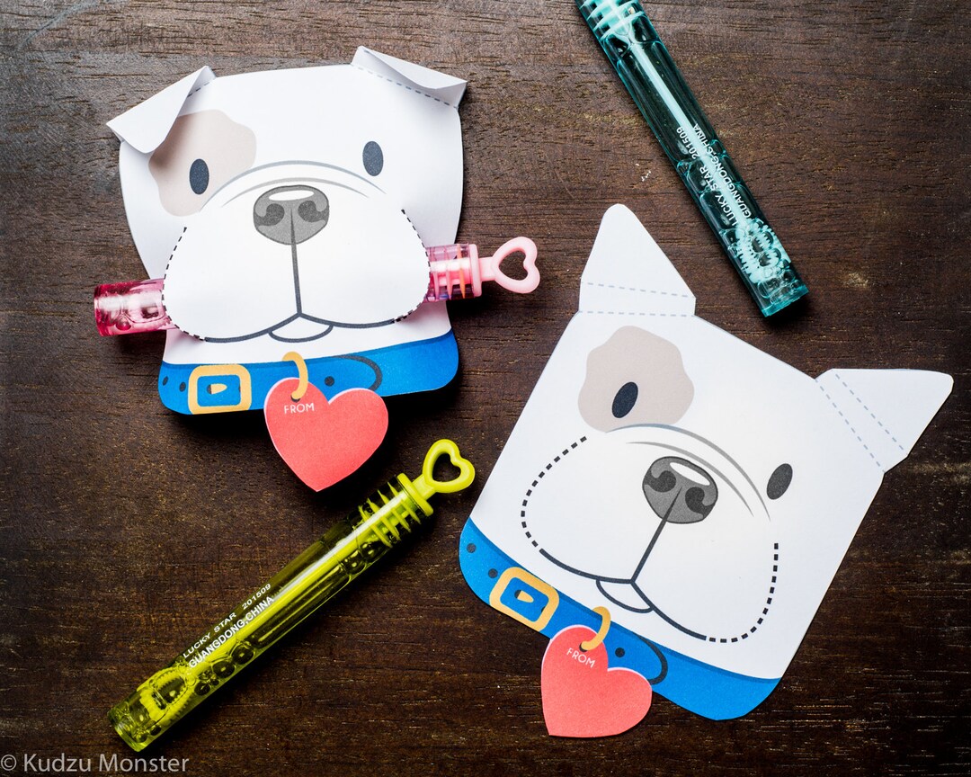 Puppy Classroom Candy or Treat Holder Valentines Cute Dog Individual ...