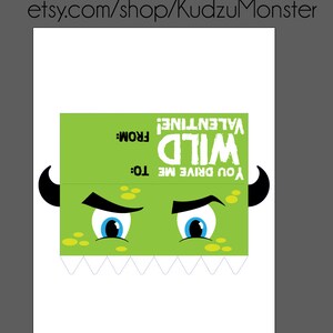 INSTANT DOWNLOAD Printable Classroom Valentine Monster Treat Topper ...