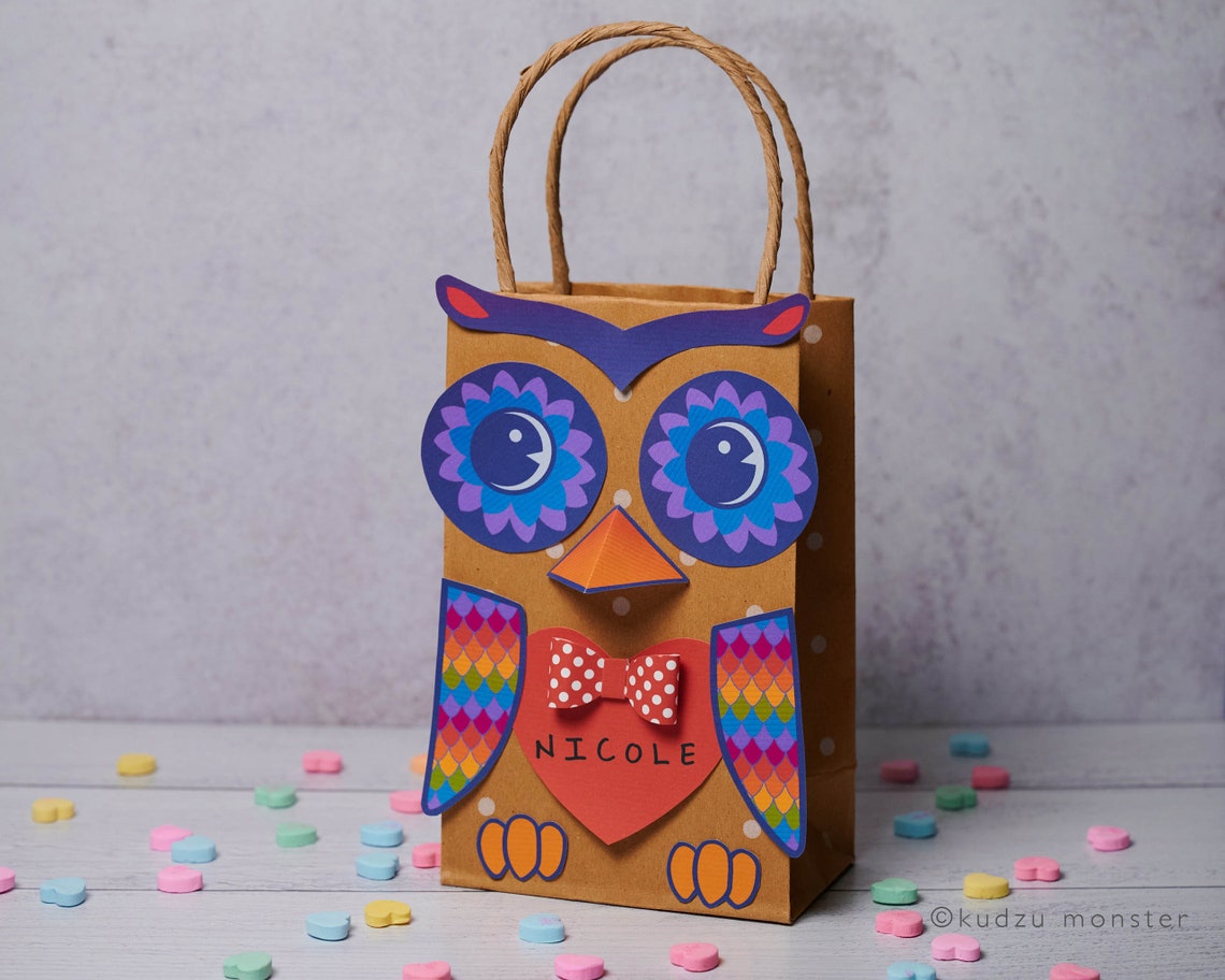 Owl Valentine Bag or Box Printable Decor Kit 3D beak and | Etsy