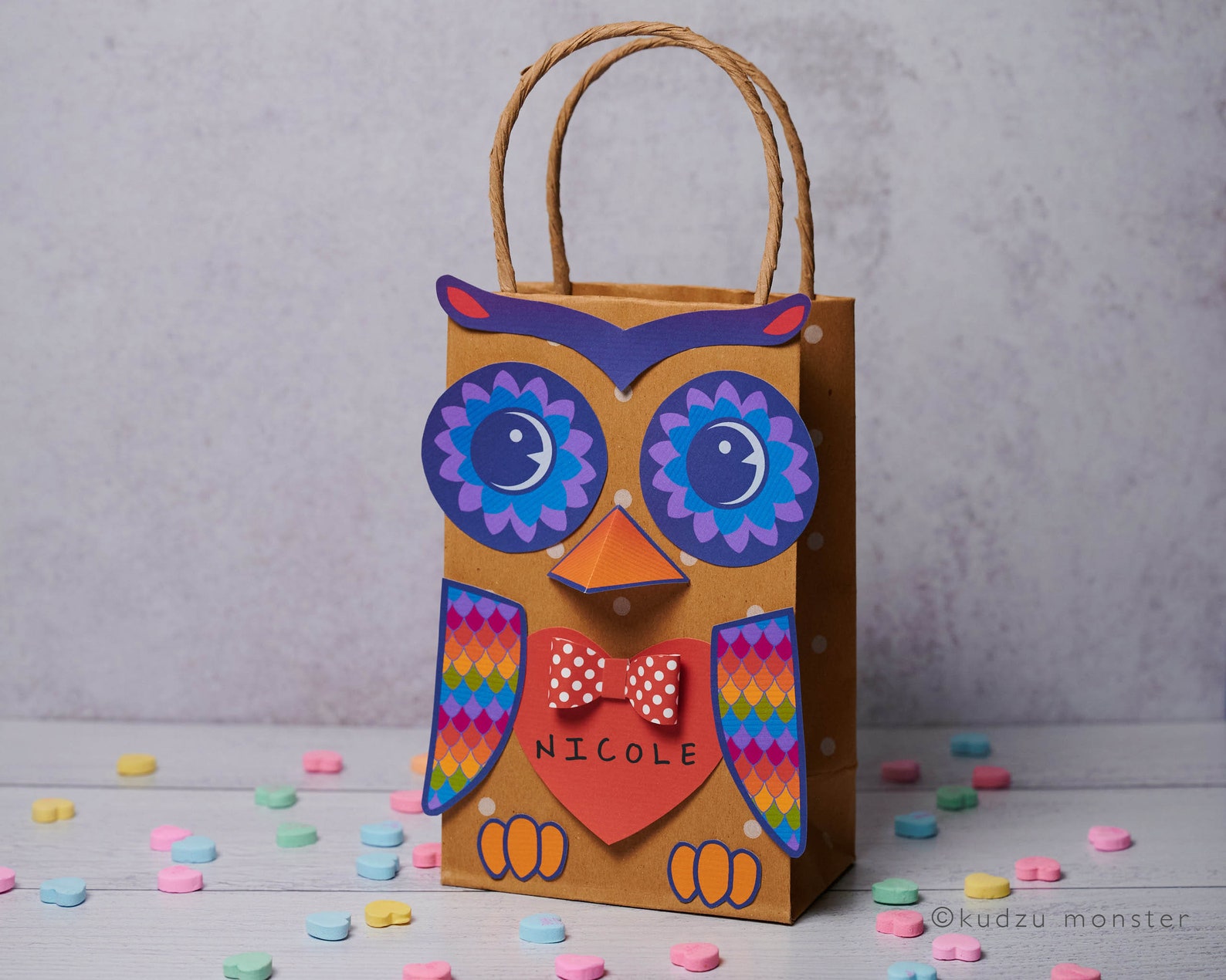 Owl Valentine Bag or Box Printable Decor Kit 3D beak and | Etsy